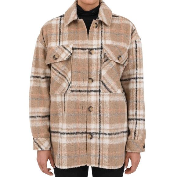 Cyn & Luca | Jackets & Coats | Cyn Luca Oversized Plaid Shacket In Tan ...